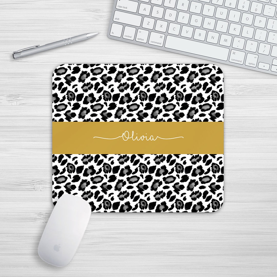 Personalised Leopard Print Animal Print Mouse Mat Rectangle or Round ...