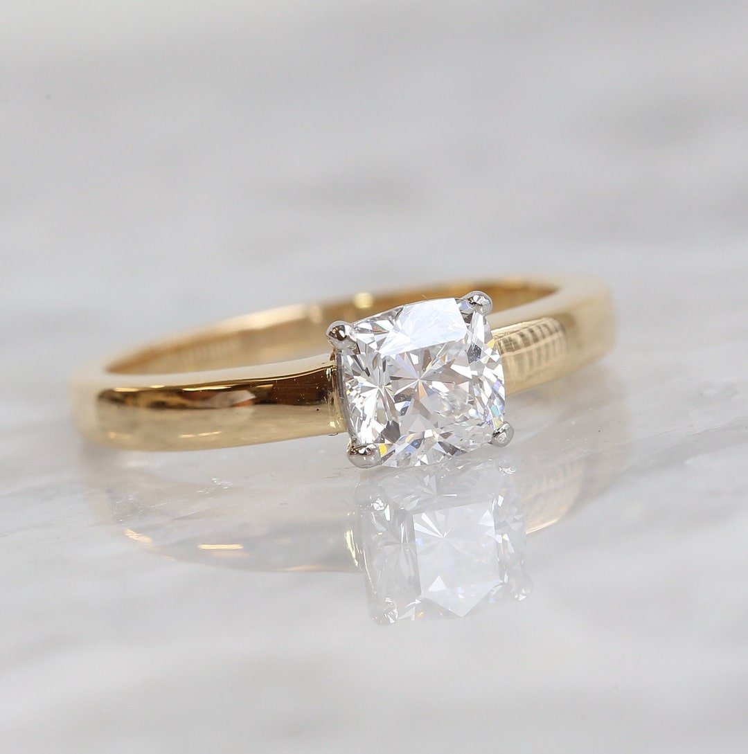 Asprey Engagement Ring - 0.87 Carat Cushion Cut Diamond Solitaire ...