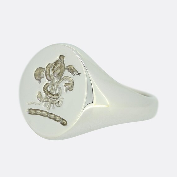 Rebus Oval Gents Intaglio Signet Ring 18ct White Gold - Gem