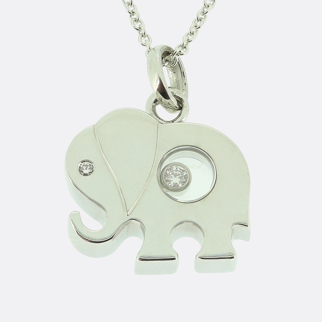 Chopard Happy Diamonds Elephant Pendant Necklace 18ct White Gold - Etsy