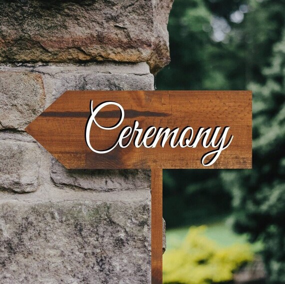 3D Ceremony arrow sign, rustic wedding ceremony directional sign ...