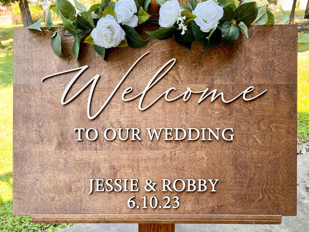Welcome to Our Wedding Sign, Wooden Bride & Groom Name Sign, Marriage ...
