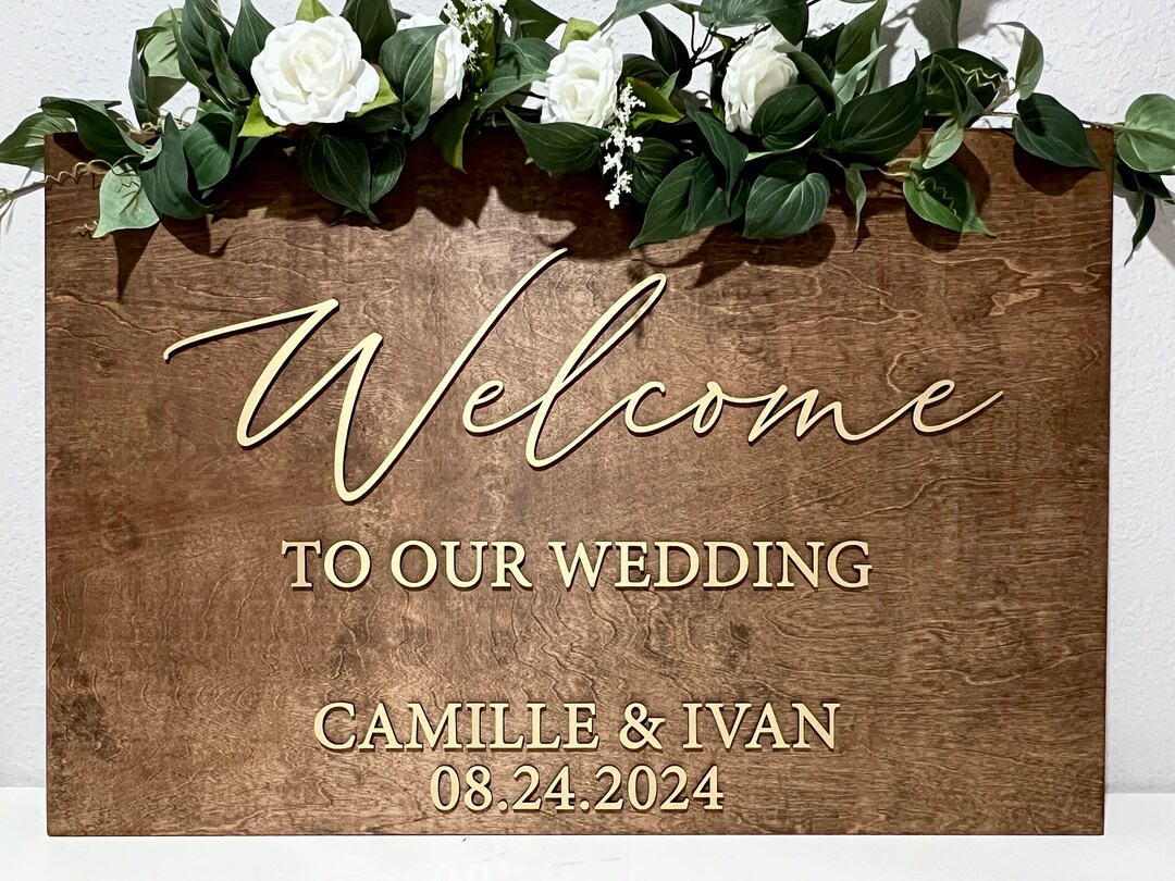 3D Welcome to Our Wedding Sign for Wedding Ceremony, Wooden Bride ...