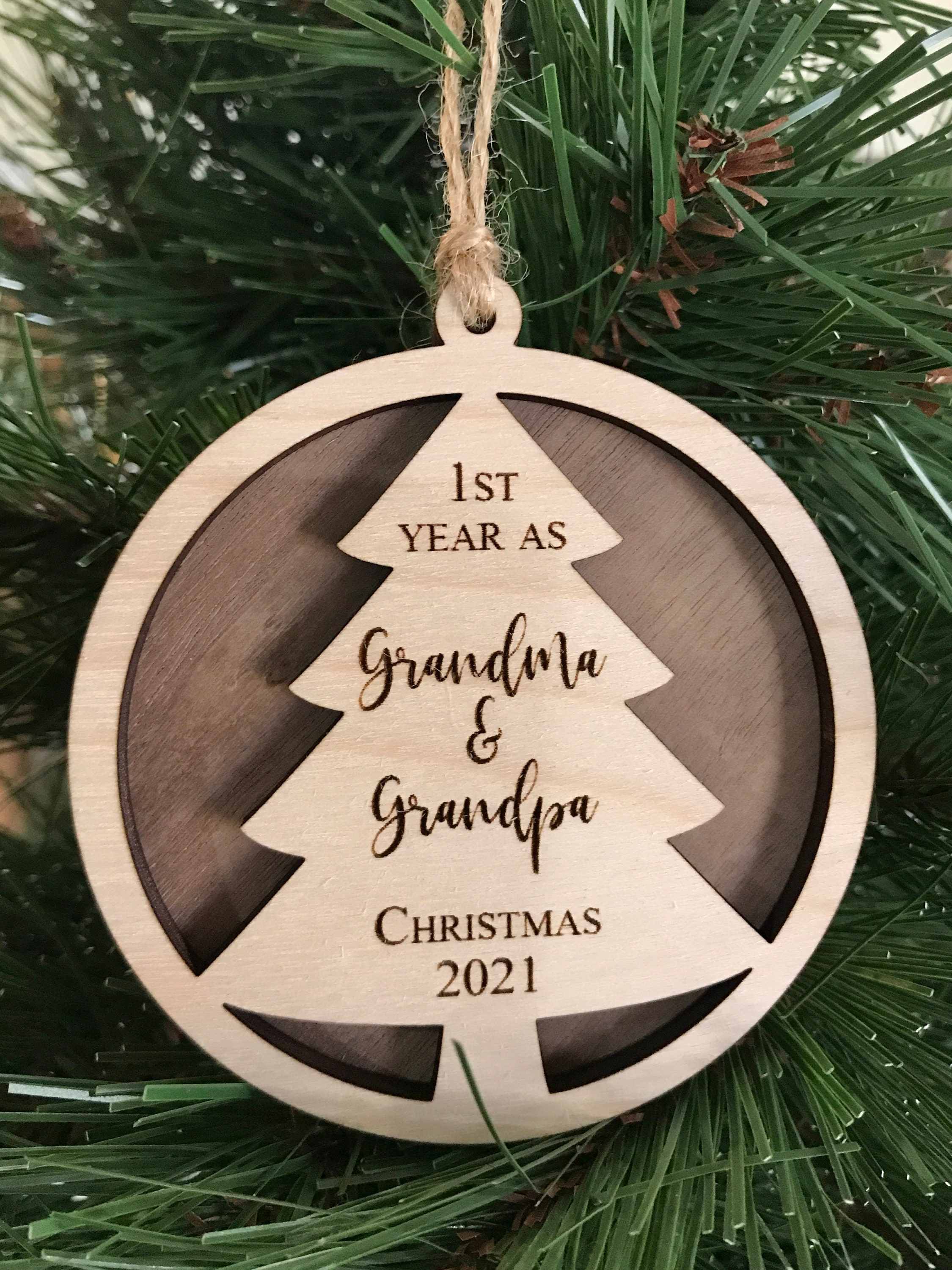 3D Our 1st Year as Grandma & Grandpa Ornament, Wood First Year ...