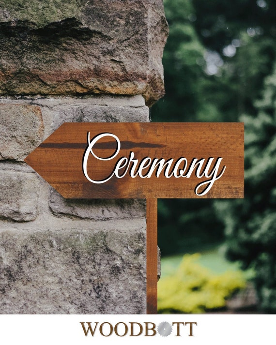 3D Ceremony arrow sign, rustic wedding ceremony directional sign ...