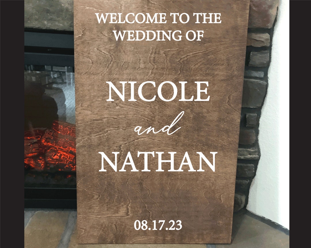 3D Wedding Welcome Sign for Wedding Ceremony Decor, Wooden Bride and ...