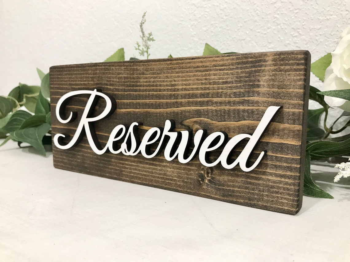 3D Reserved Sign Rustic Wedding Signs Church Pew - Etsy