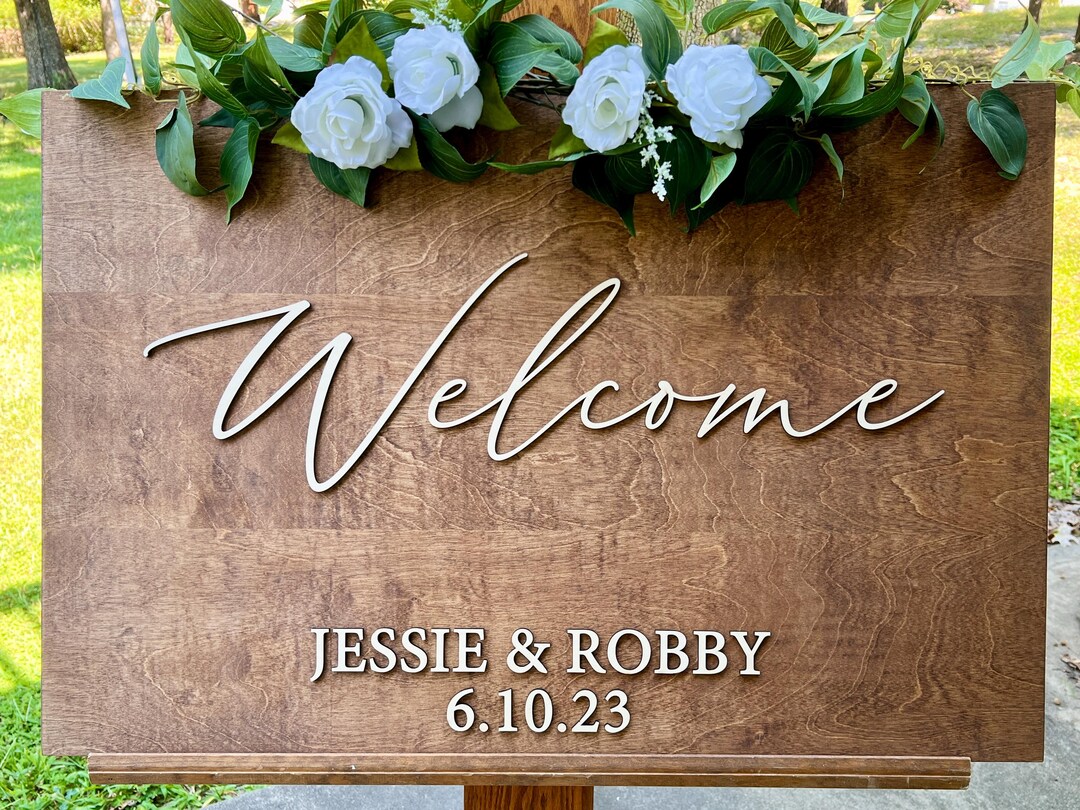 3D Wedding Welcome Sign for Wedding Ceremony Decor, Wooden Bride and ...