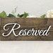 3D Reserved Sign, Rustic Wedding Signs, Church Pew Reservation, Hanging ...