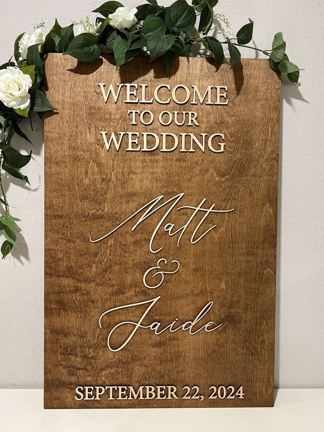 3D Wedding Welcome Sign for Wedding Ceremony Decor, Wooden Bride and ...