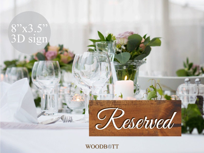 3D reserved sign rustic wedding signs church pew | Etsy