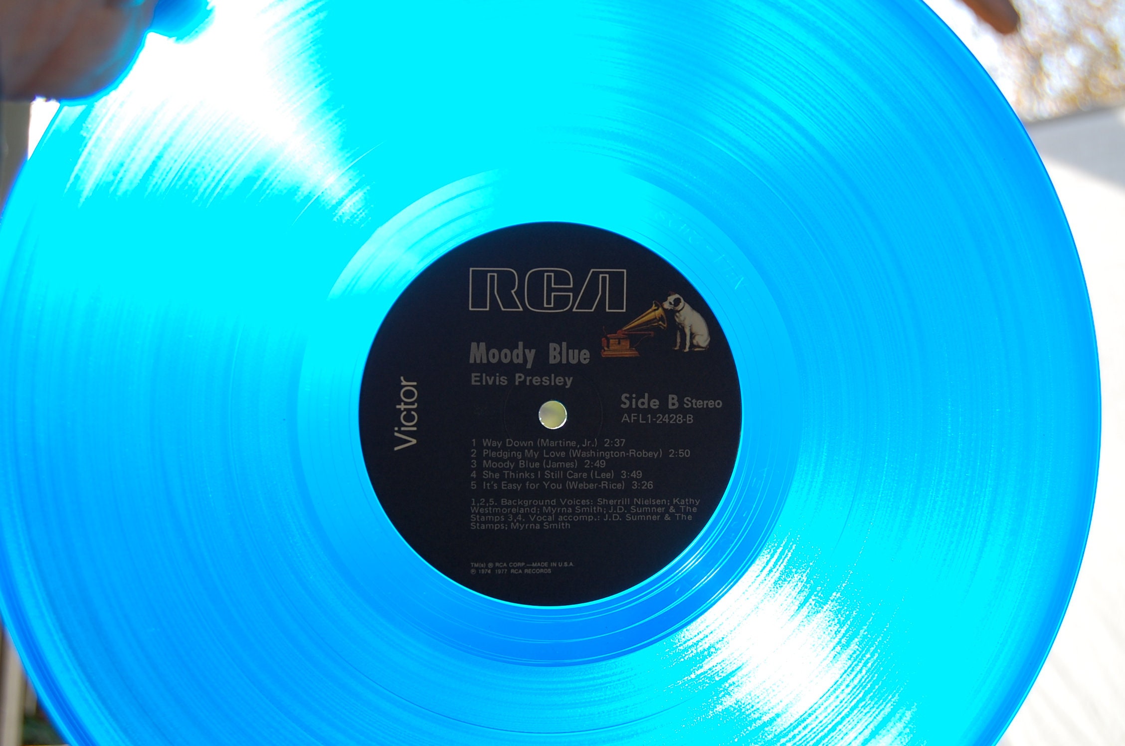 ELVIS 'moody Blue' Album LP- Blue Vinyl Record 70s Classic Rock - Good ...