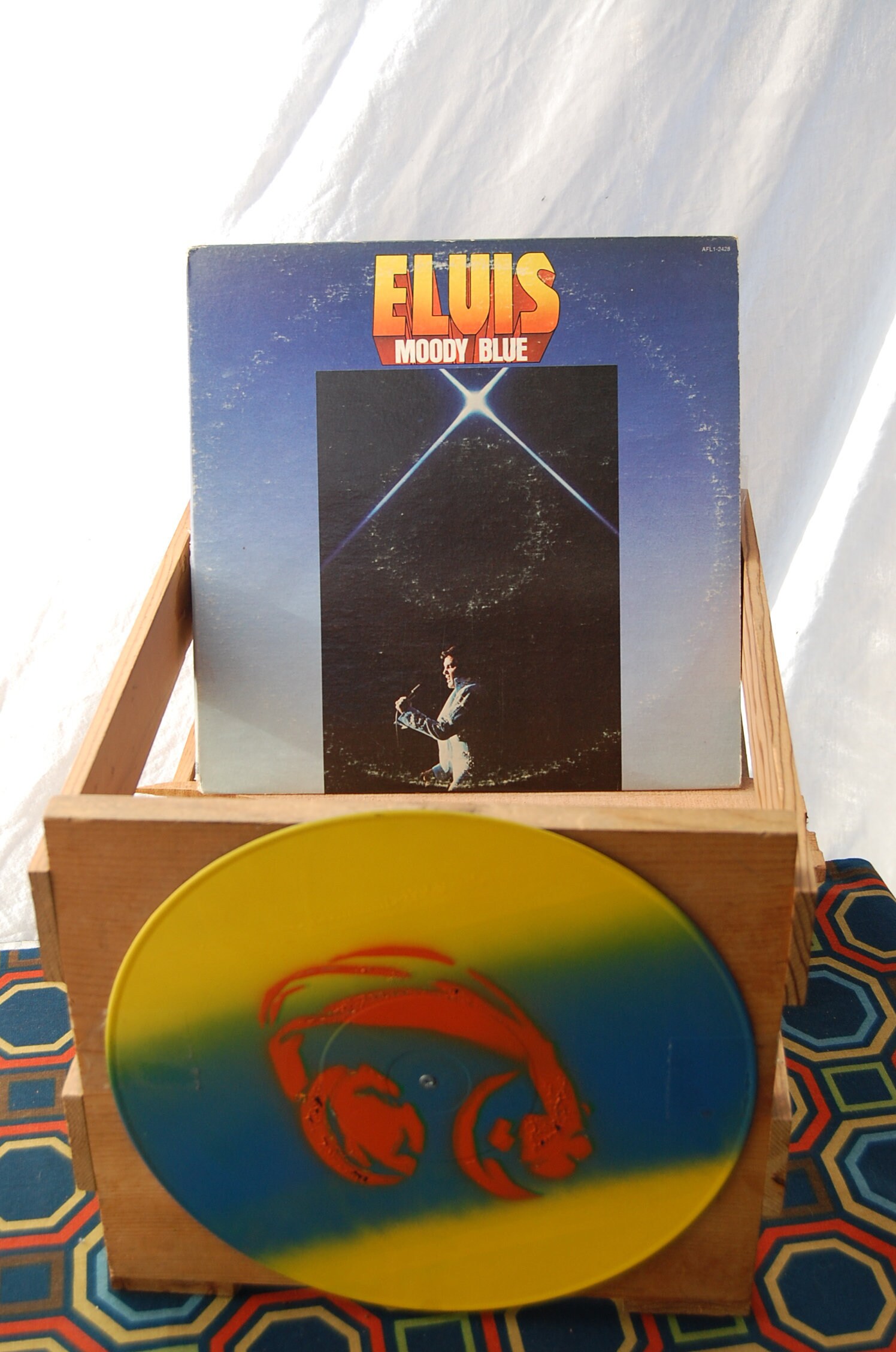 ELVIS 'moody Blue' Album LP- Blue Vinyl Record 70s Classic Rock - Good ...