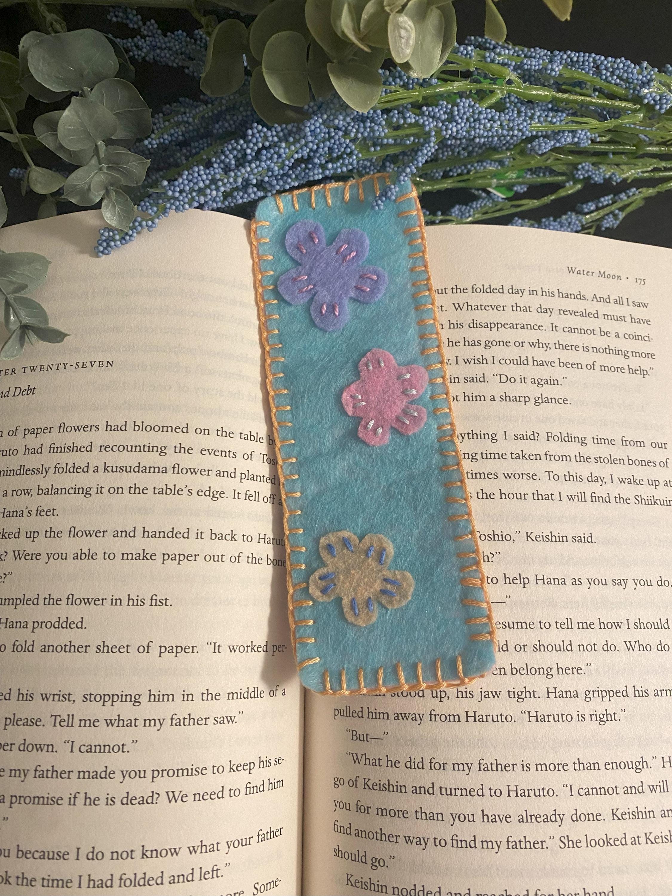 Handmade Embroidered Floral Felt Bookmarks - Etsy