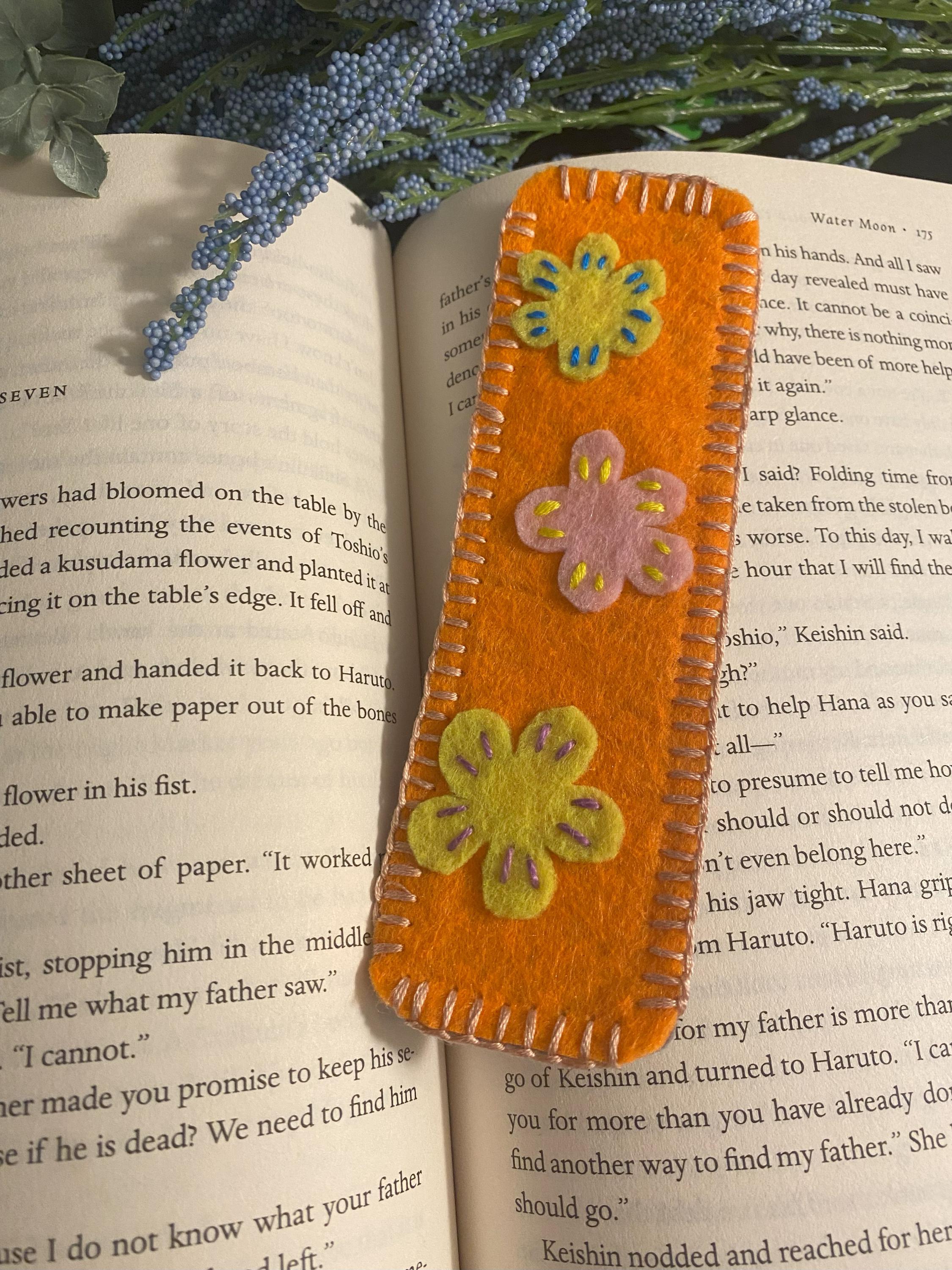 Handmade Embroidered Floral Felt Bookmarks - Etsy