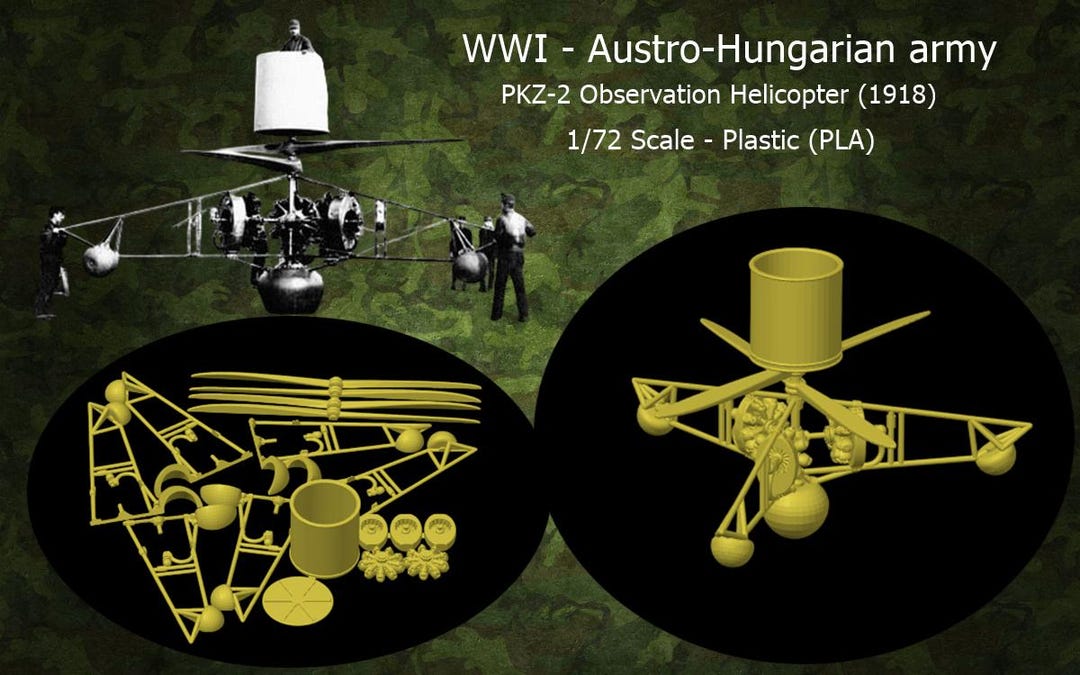 Model to Assemble and Paint - Petróczy-kármán-Žurovec PKZ 2 Helicopter ...