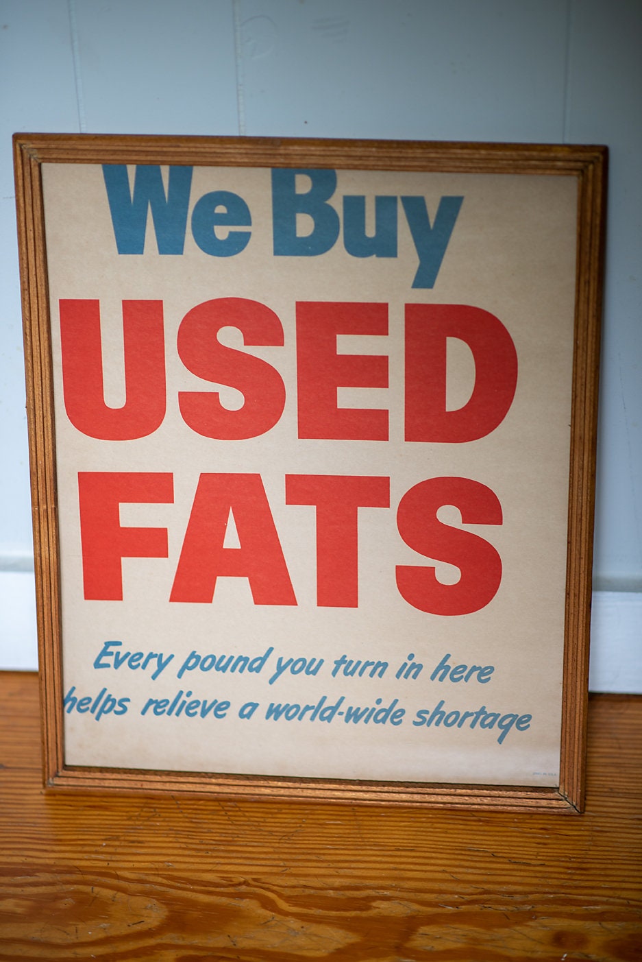 Vintage WW2 Store Sign/ We Buy Fat Sign/ Lithograph Store Sign - Etsy