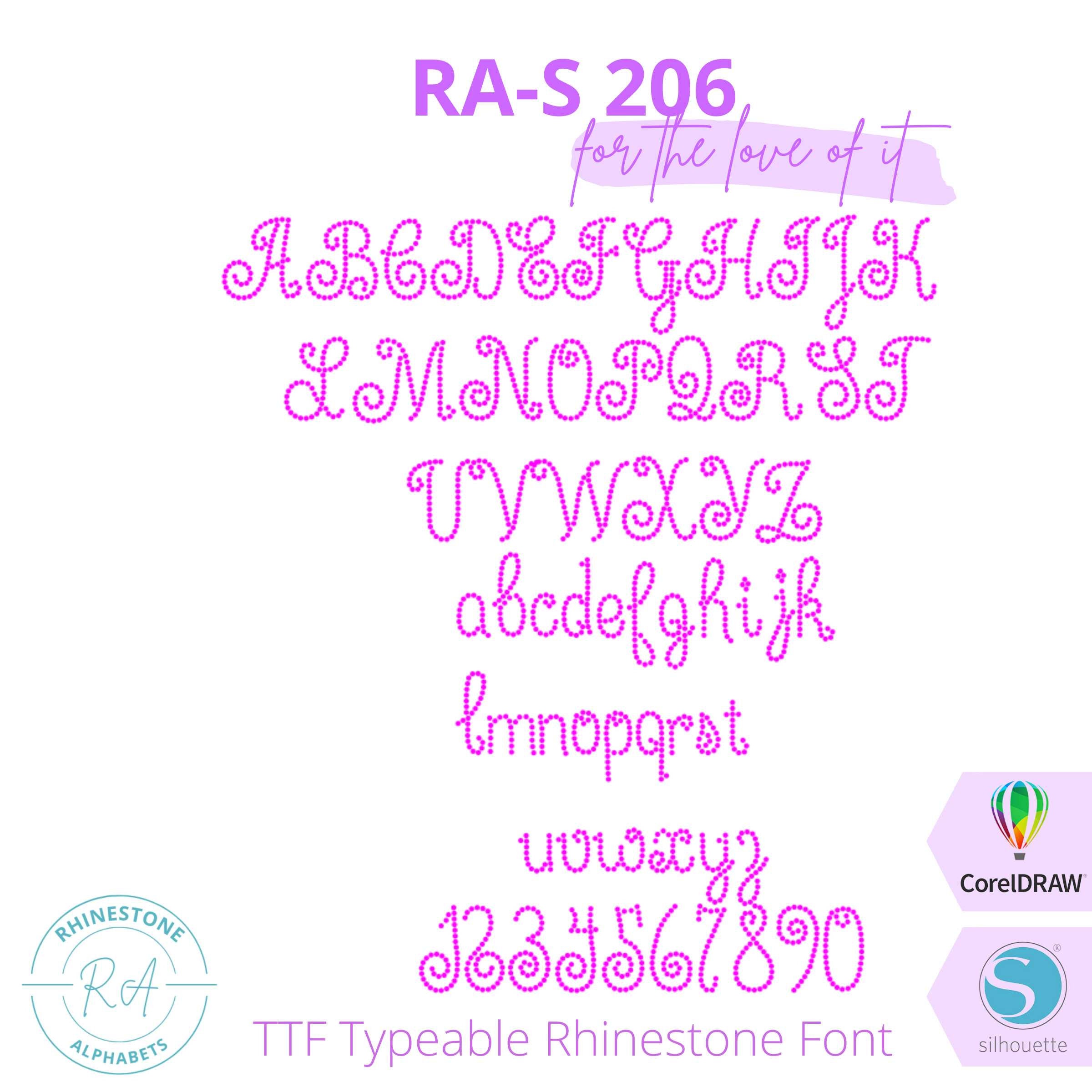 RA-S 206 This is a Cursive Font Extrordinaire! Typeable Rhinestone Font ...
