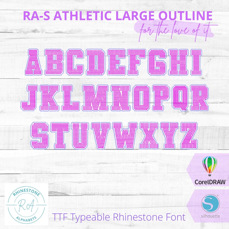 RA-S Athletic Large Outline TTF Rhinestone Font-2 Color - Etsy
