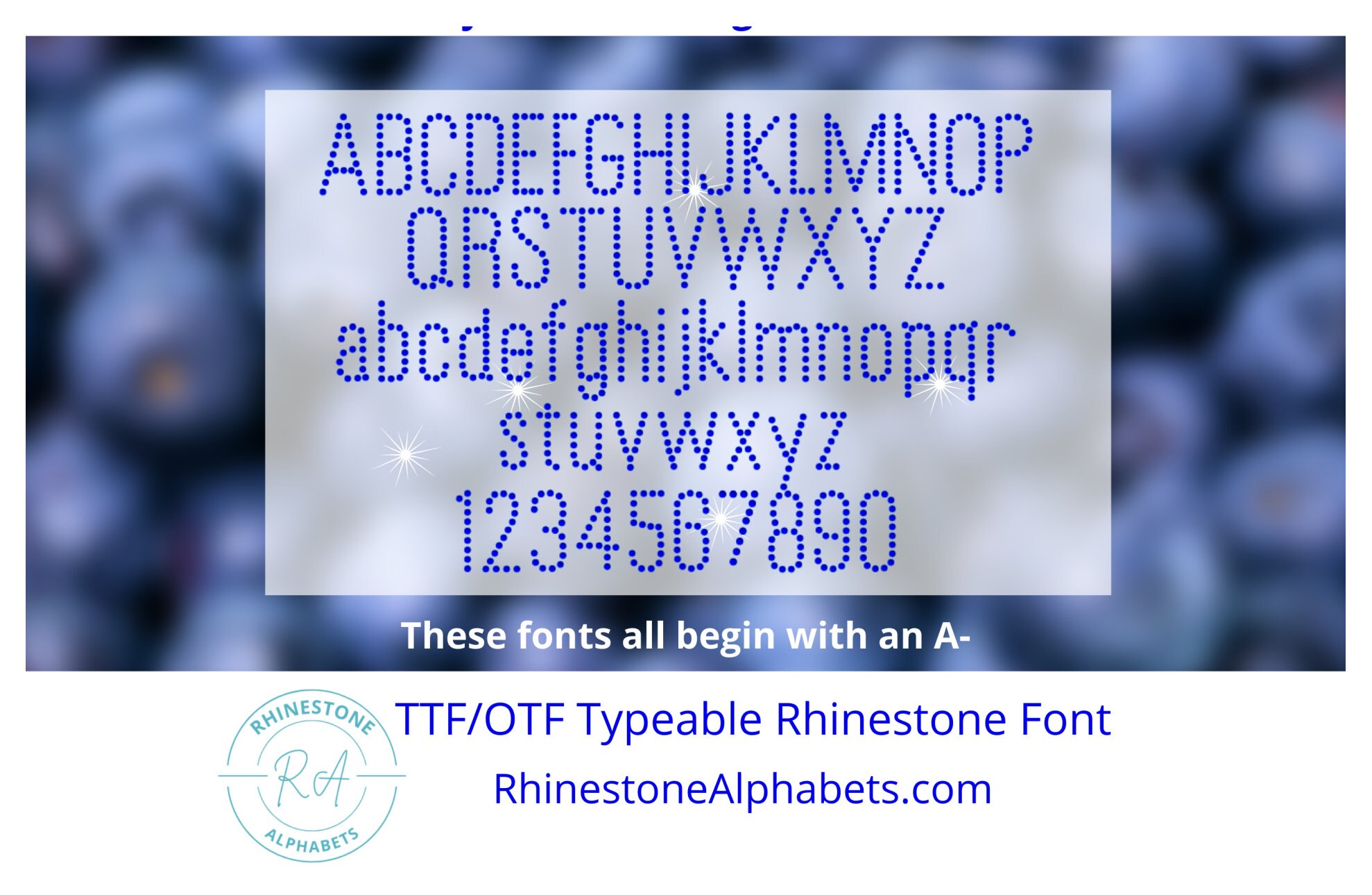 Cricut Sized :blueberry Font- A Typeable Rhinestone Font! - Etsy