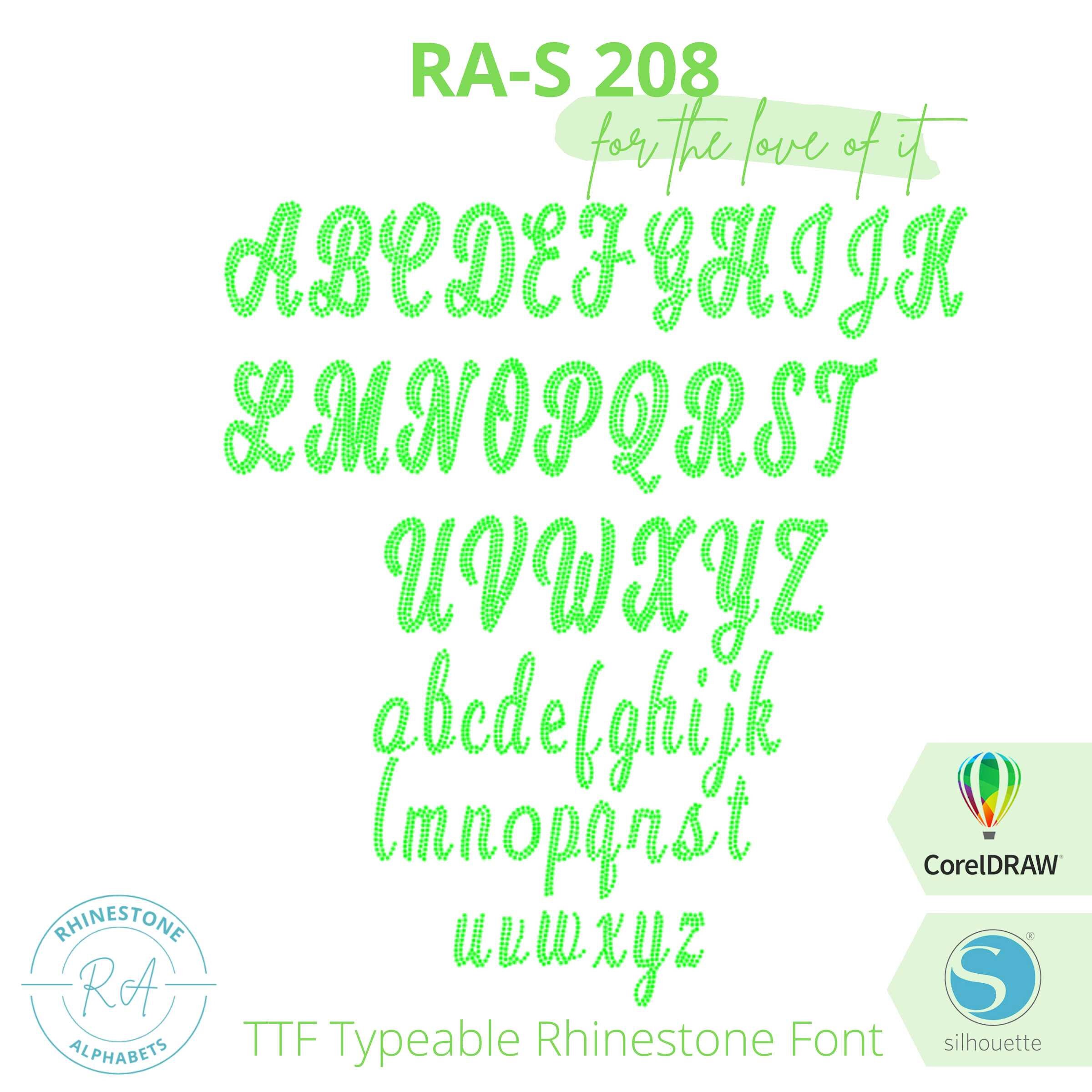 RA-S 208 This is a Lovely Cursive Font Typeable Rhinestone Font - Etsy