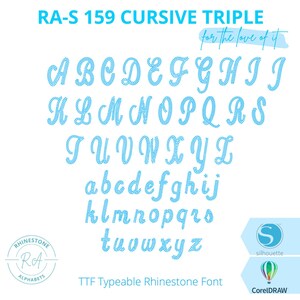 RA-S 159 Cursive Triple : This is a TTF/OTF Truetype Rhinestone Font ...