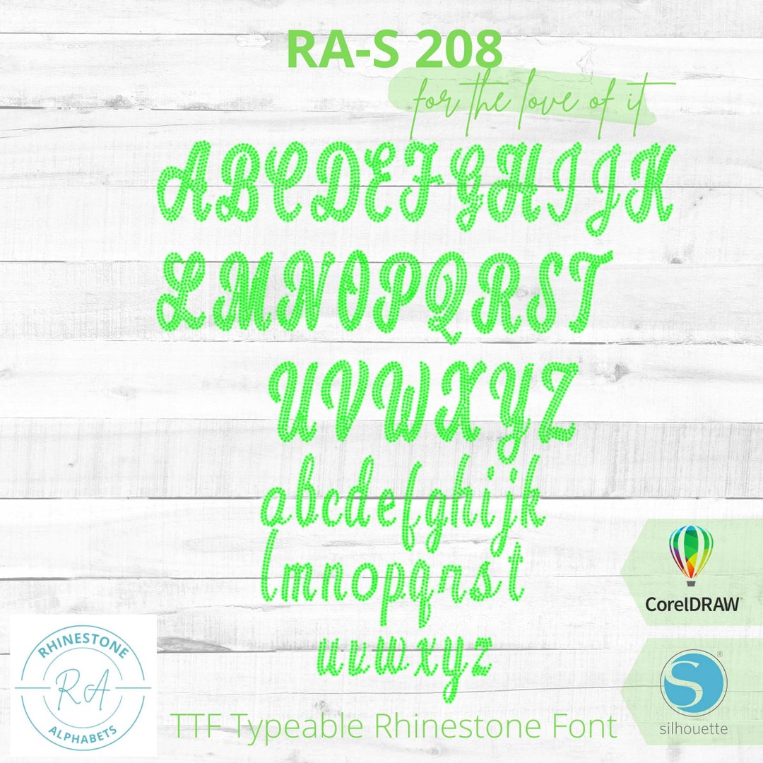 RA-S 208 This is a Lovely Cursive Font Typeable Rhinestone Font - Etsy