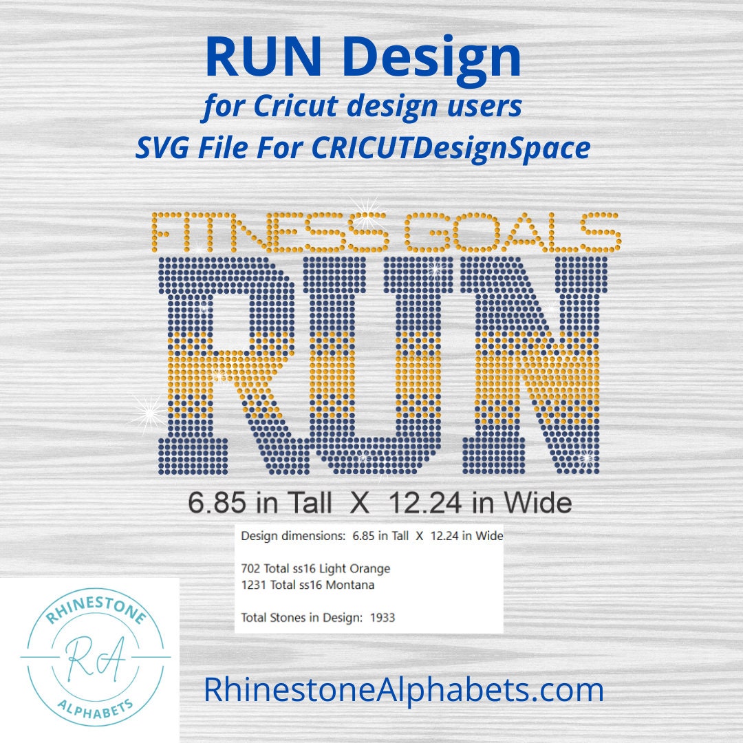 Rhinestone SVG File Sized for Cricut: Fitness Goals Run - Etsy
