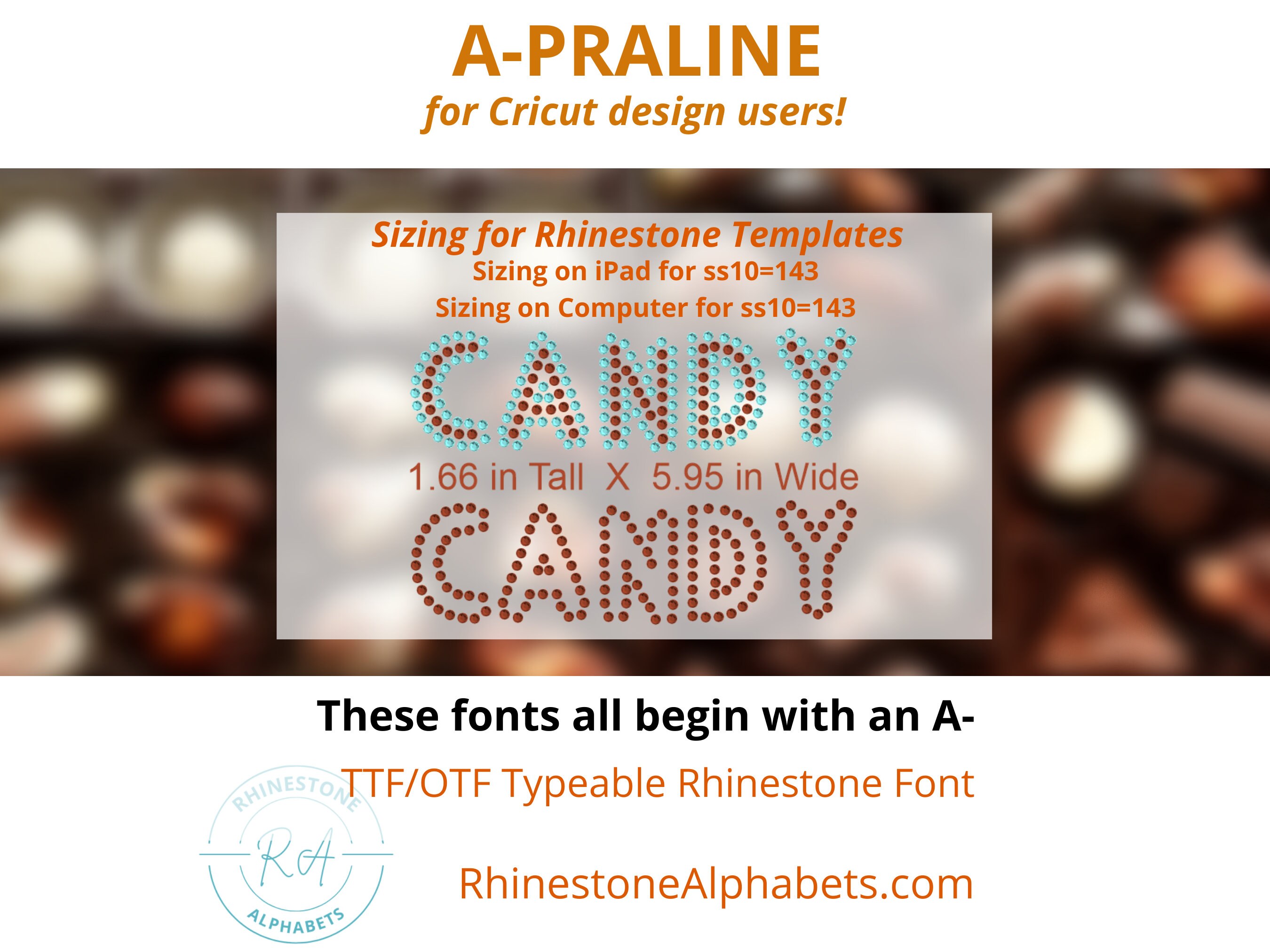 Praline : Cricut Sized Font Typeable Rhinestone Font - Etsy