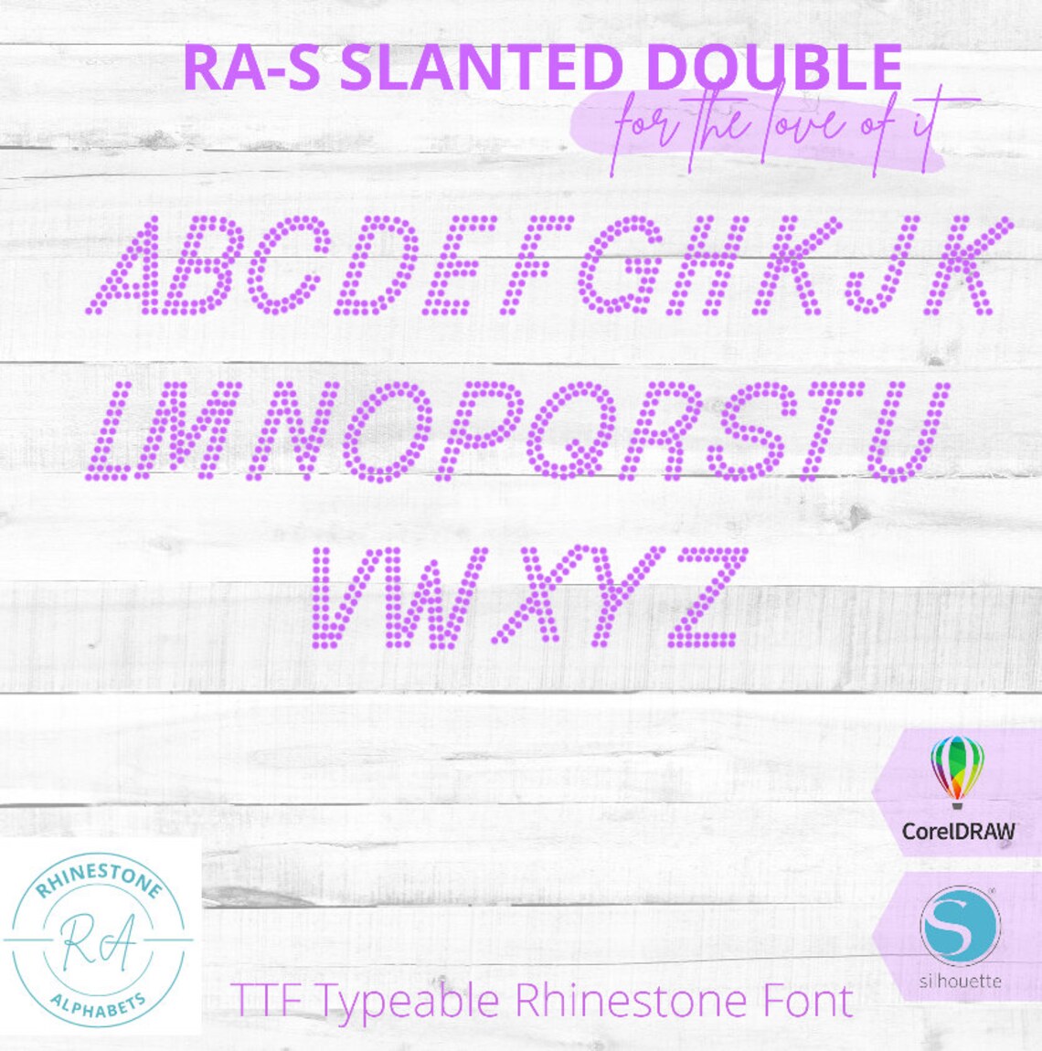 RA-S Slanted Double : A Typeable TTF Rhinestone Font All Upper Case ...