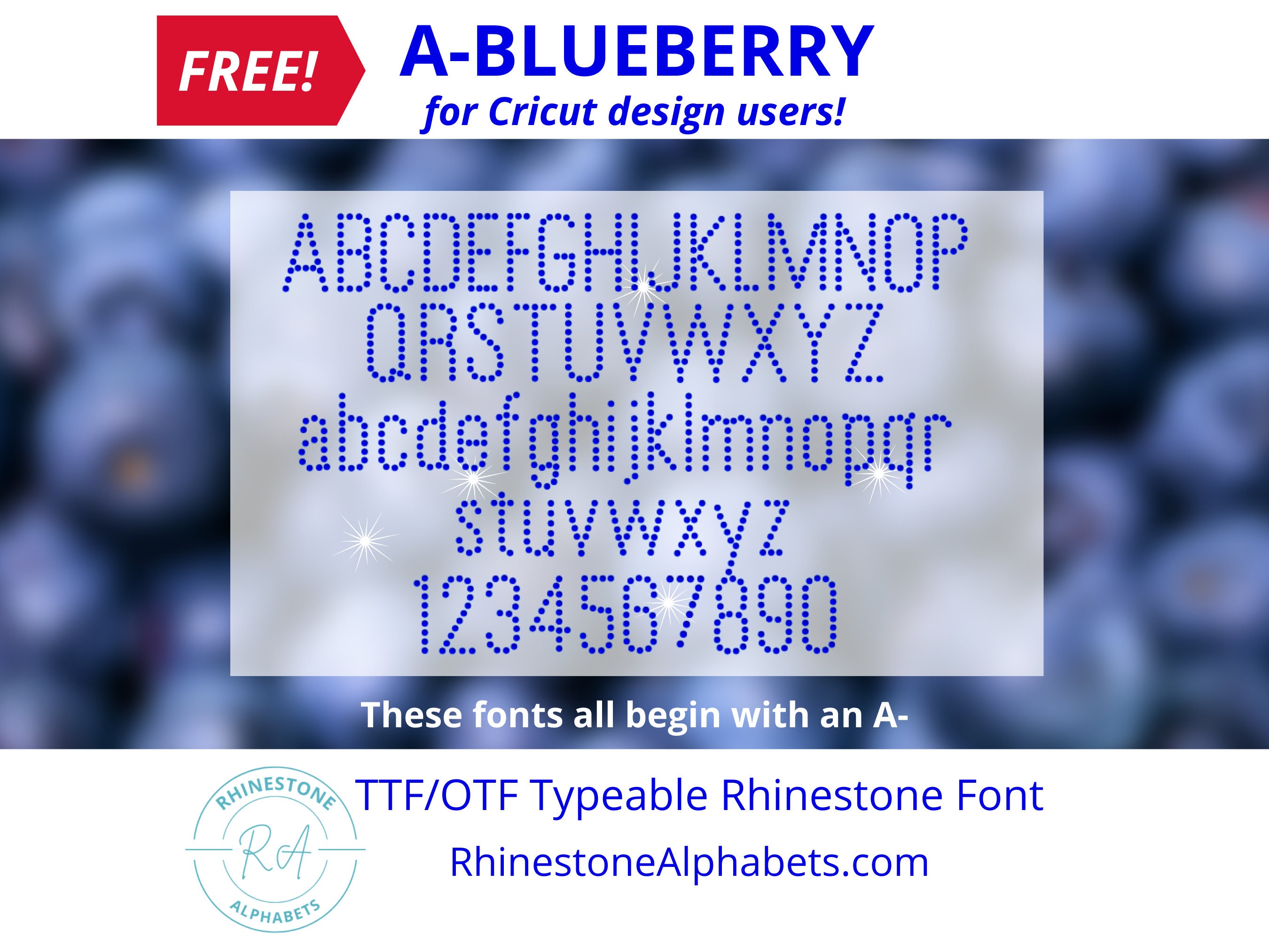 Cricut Sized :blueberry Font A Typeable Rhinestone Font Try It for Two ...