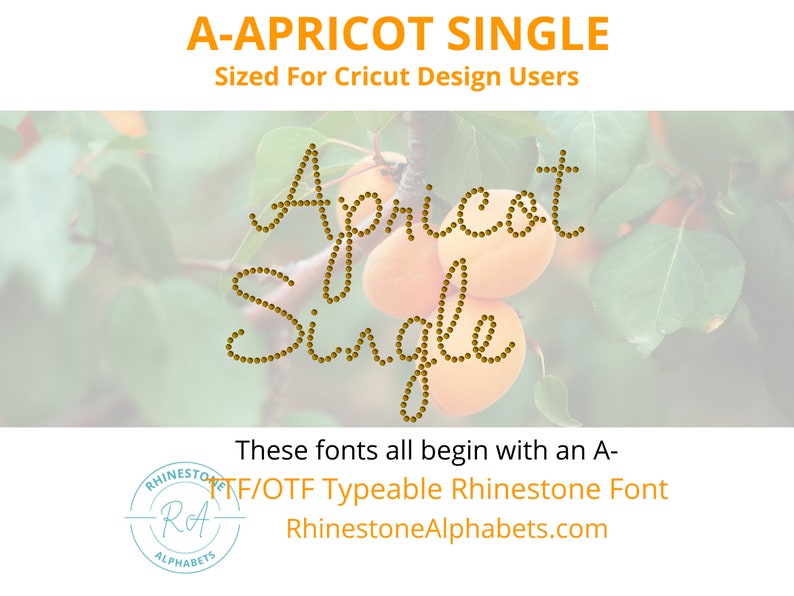 Apricot Single: Cricut Sized Typeable Rhinestone Font - Etsy