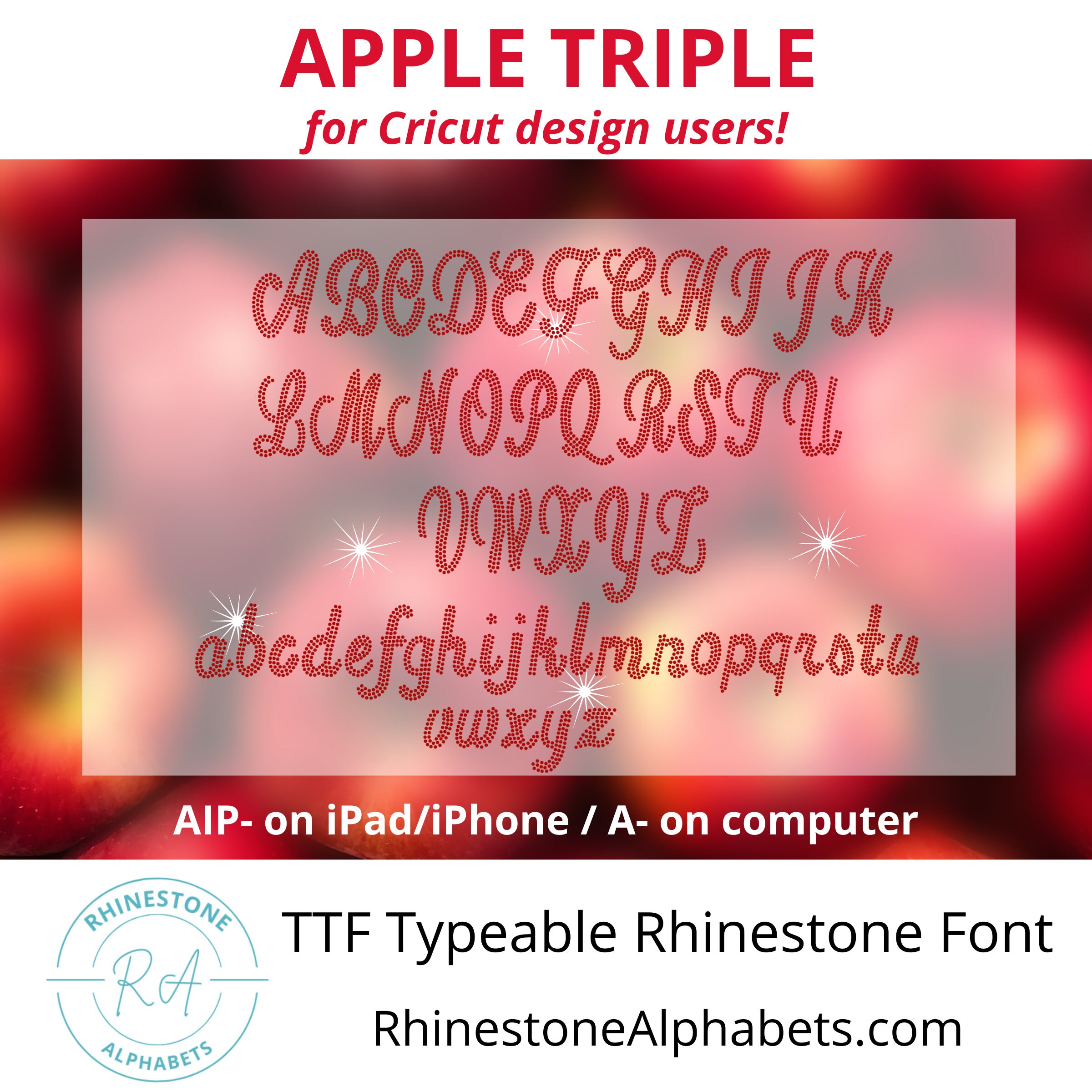 Apple Triple A Cricut Sized Typeable Rhinestone Font - Etsy