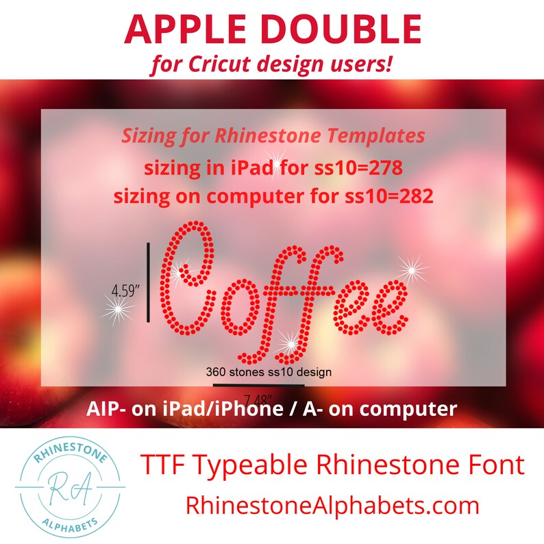 Apple Double A Cricut Sized Typeable Rhinestone Font - Etsy