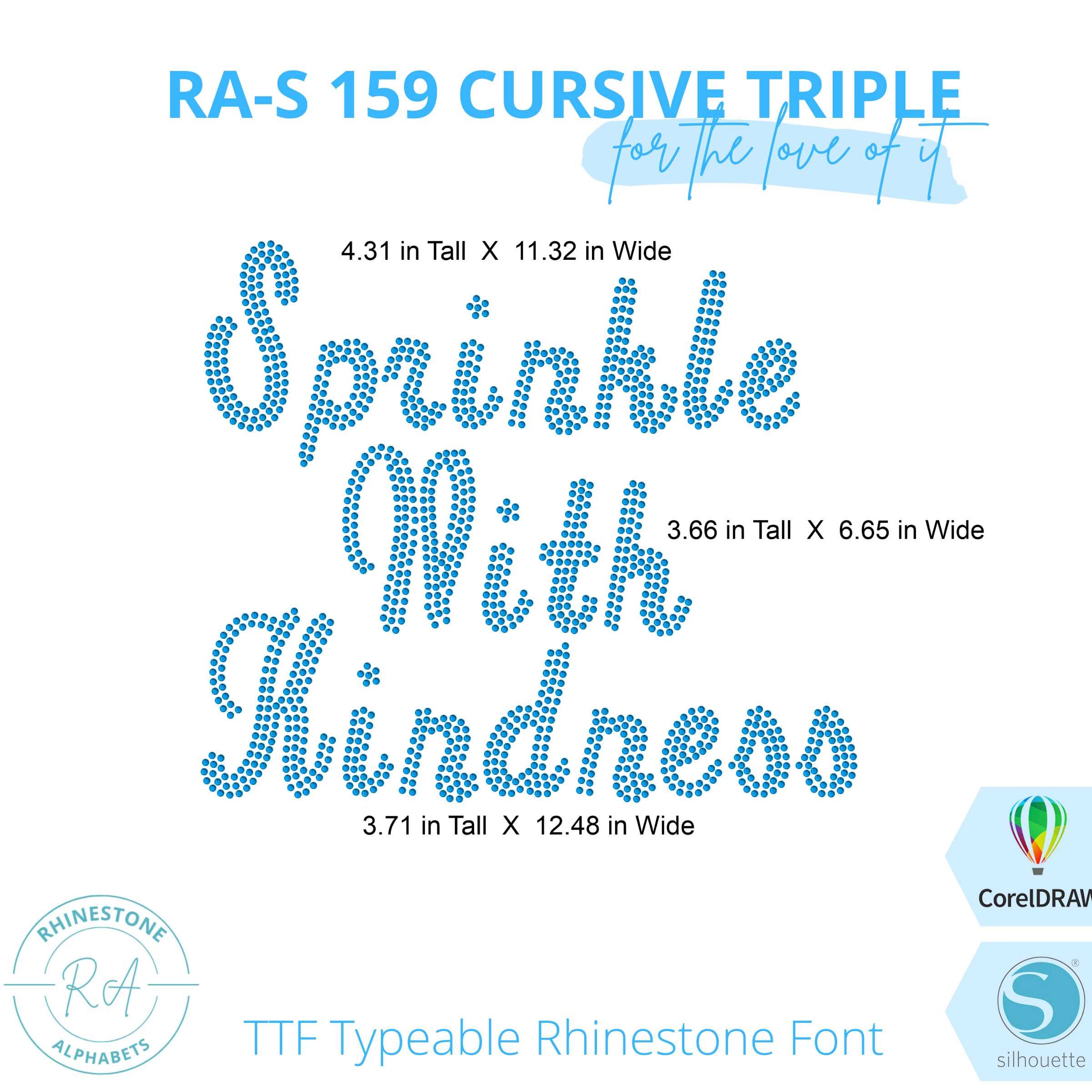 RA-S 159 Cursive Triple : This is a TTF/OTF Truetype Rhinestone Font ...