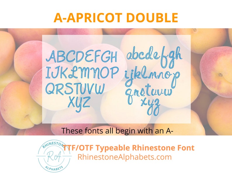 Apricot Double: Cricut Sized Typeable Rhinestone Font - Etsy