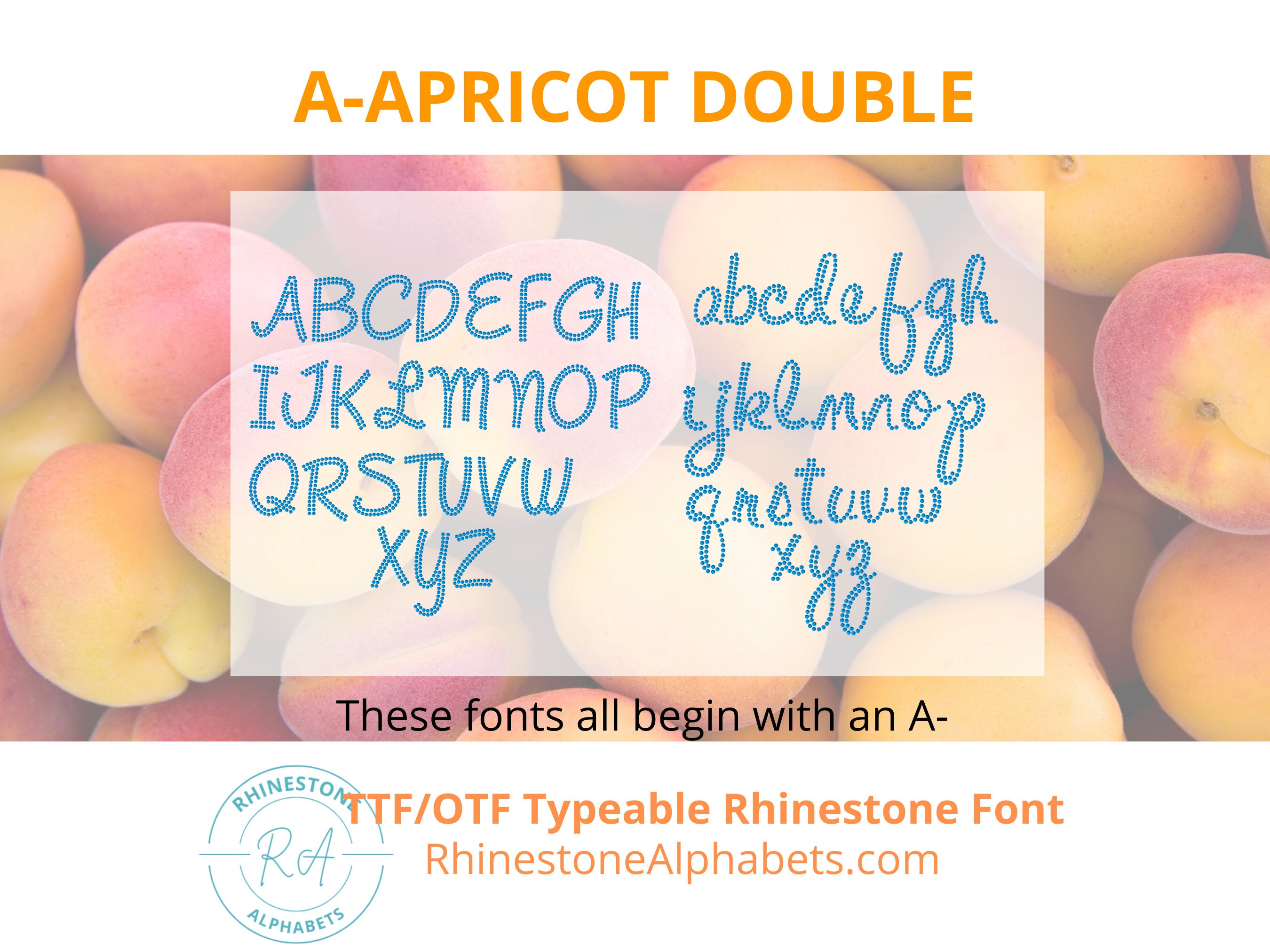 Apricot Double: Cricut Sized Typeable Rhinestone Font - Etsy