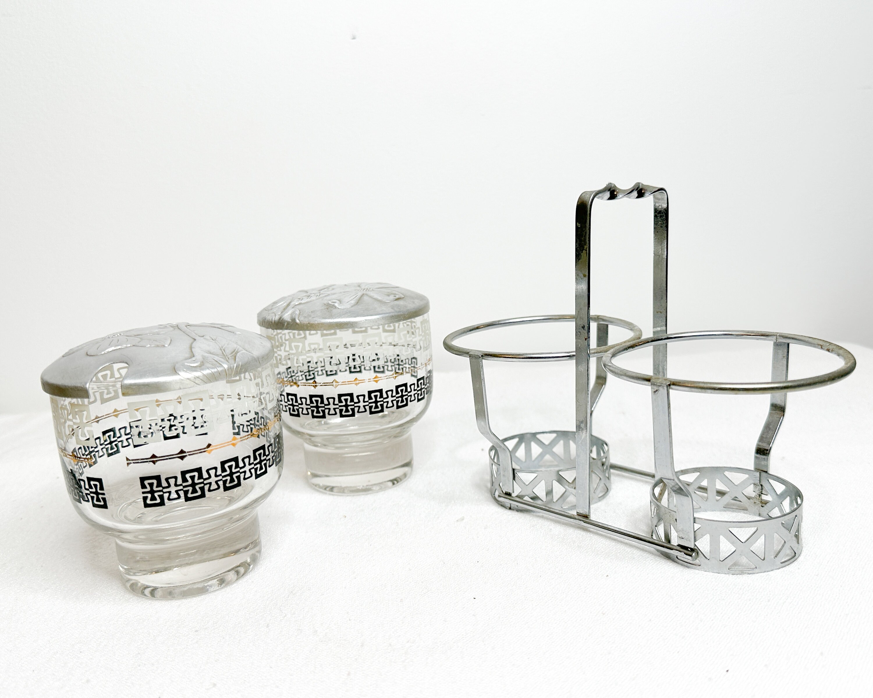 Vintage Libbey Condiment Set in Caddy MCM Condiment Set Midcentury ...