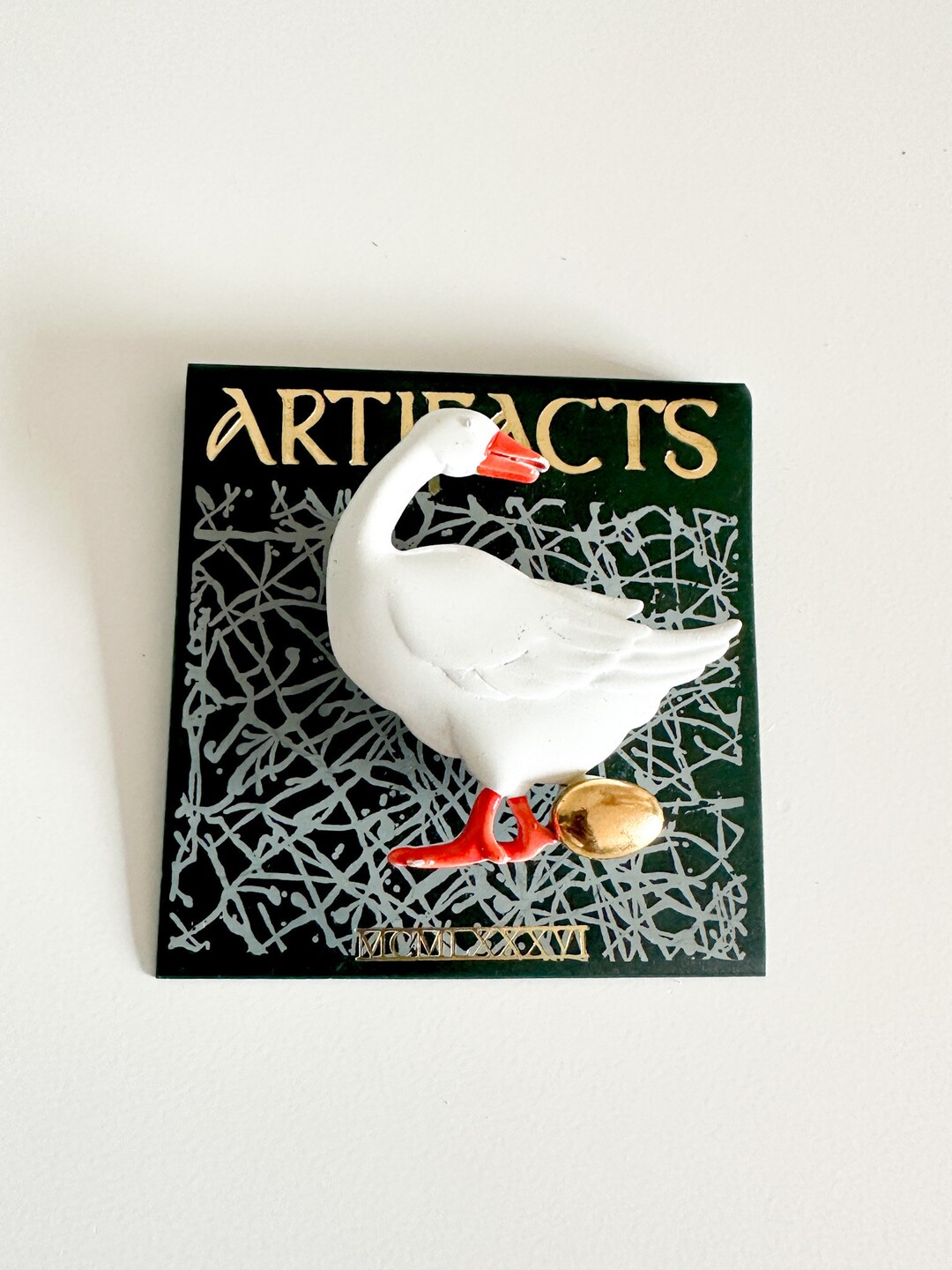 Vintage Goose Who Laid the Golden Egg Brooch| 80s Fairytale Brooch by ...