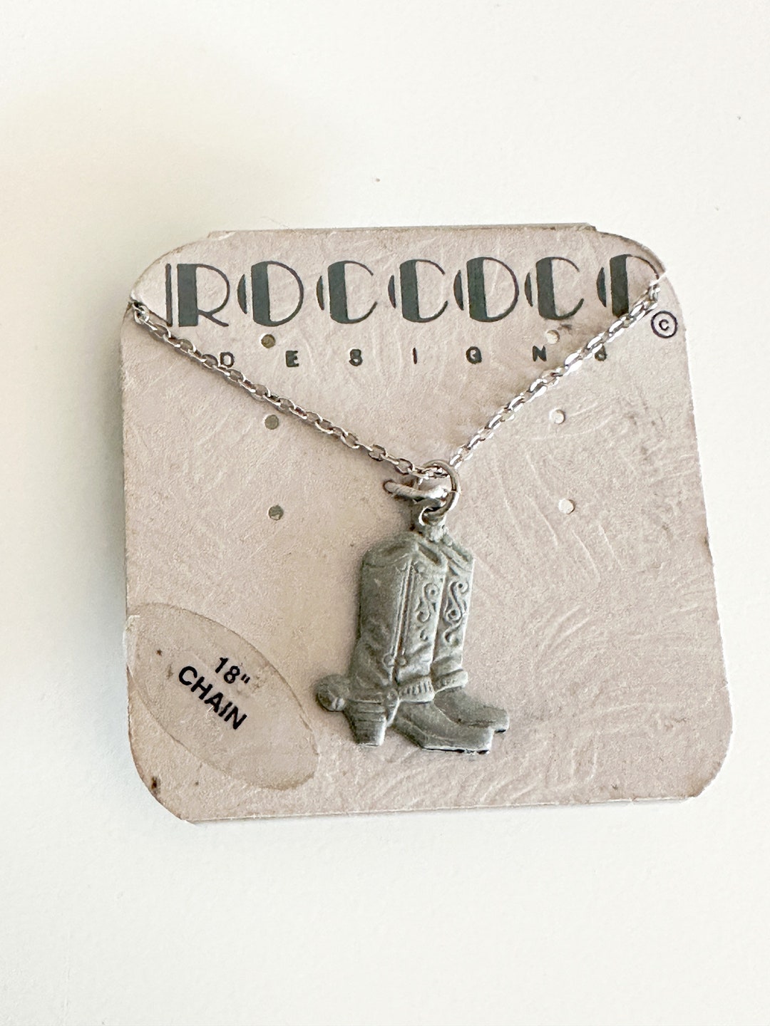 1980s Cowboy Pendant and Necklace | New Old Stock Silver Tone Necklace ...