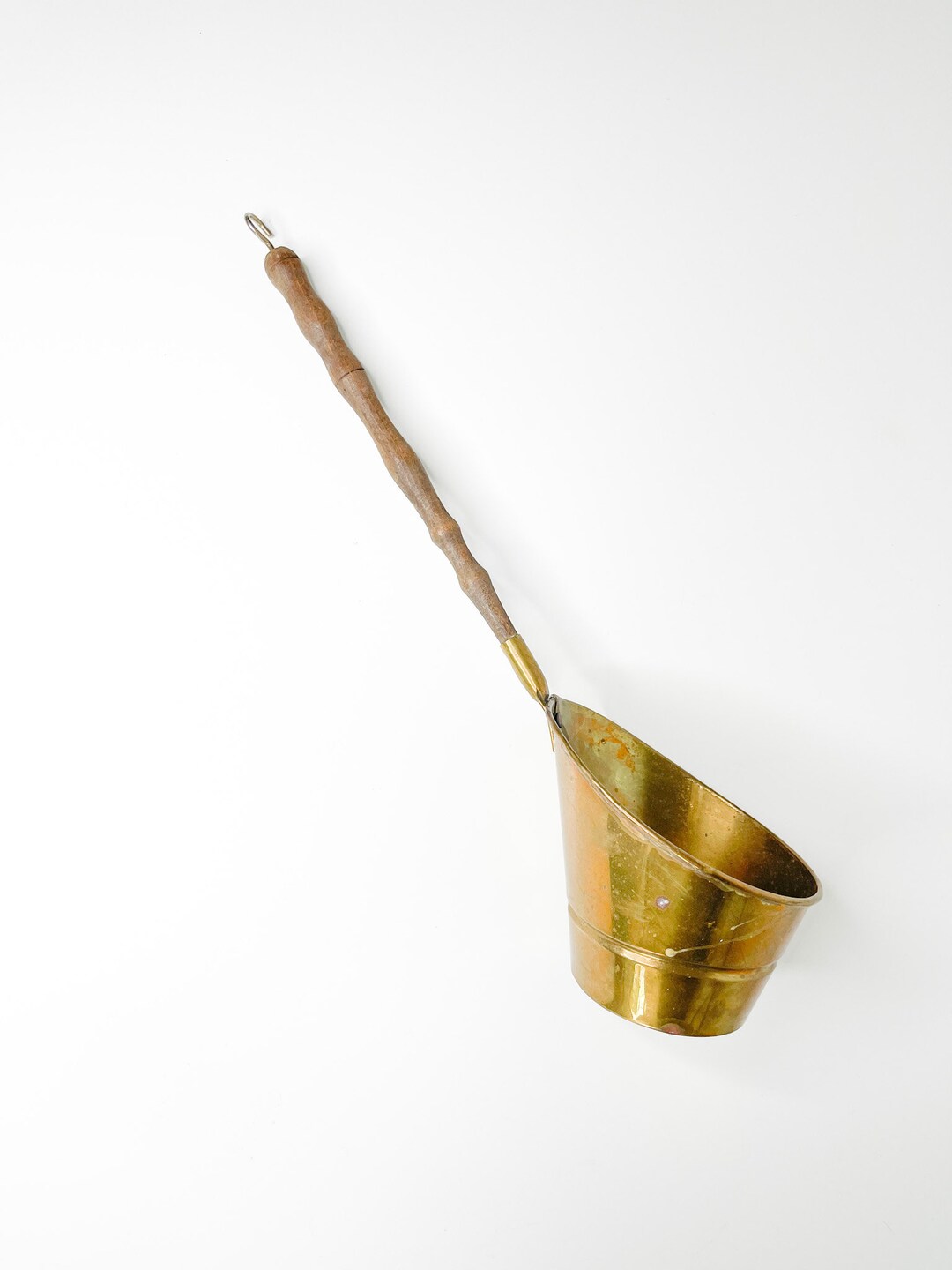 Brass Wall Hanging Ladle With Wooden Handle| Vintage Brass Farmhouse ...