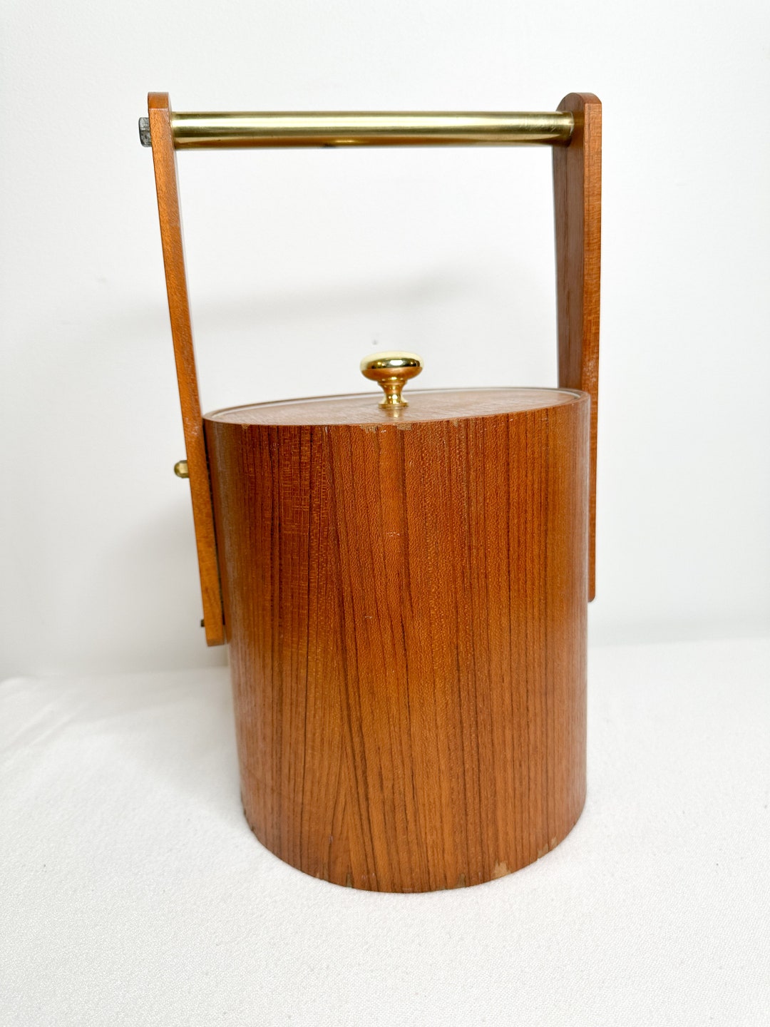 Teak MCM Ice Bucket With Brass Handle | MCM Teak Ice Bucket| Vintage ...