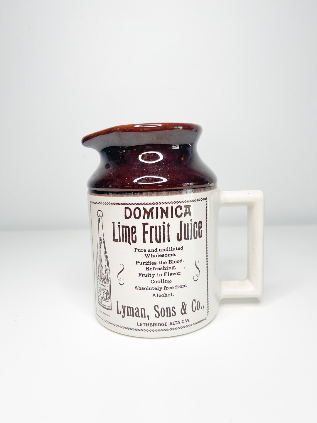 Dominica Lime Fruit Juice Advertising Ceramic Pitcher Vintage Ceramic ...