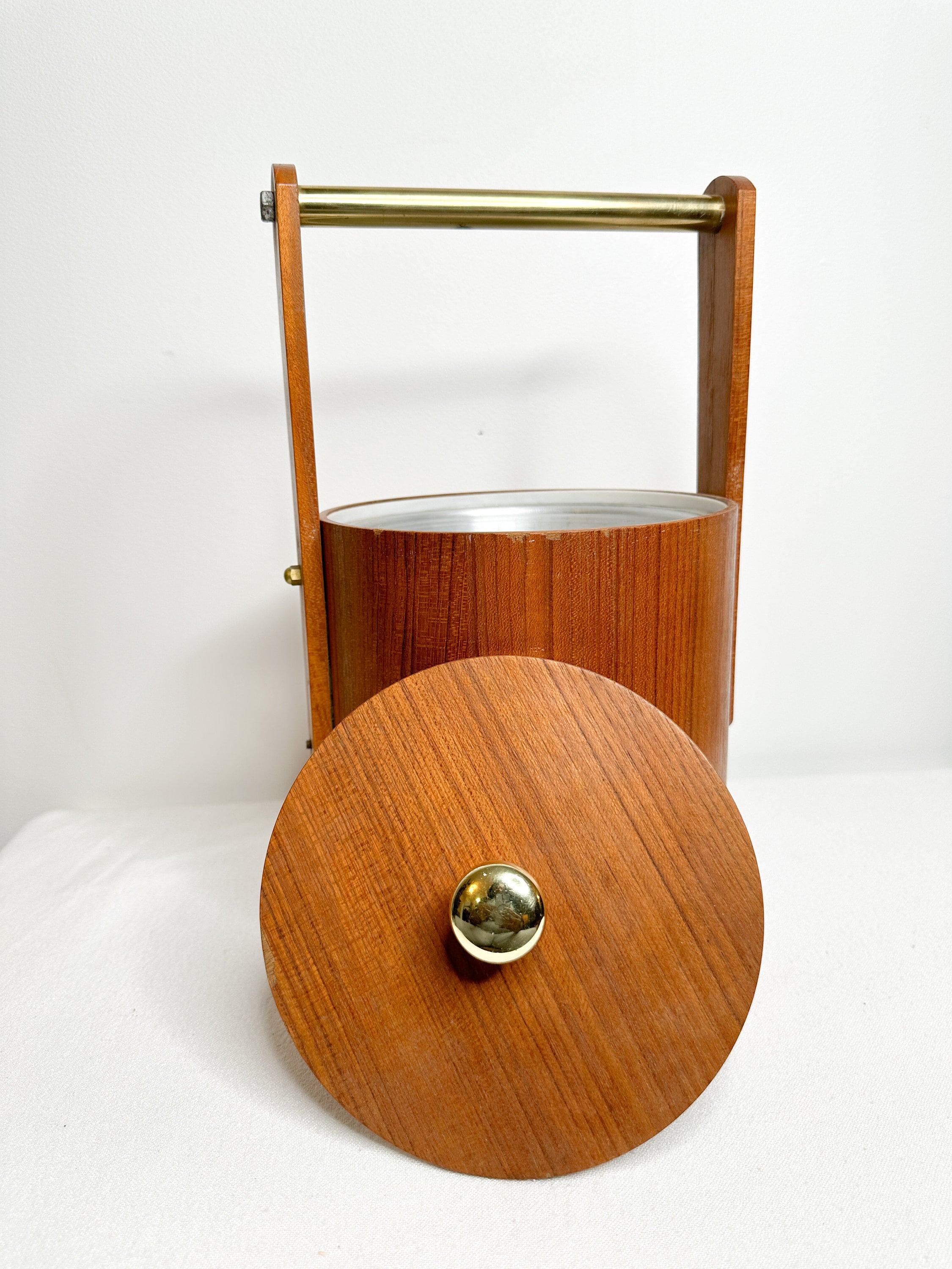Teak MCM Ice Bucket With Brass Handle MCM Teak Ice Bucket Vintage Ice ...
