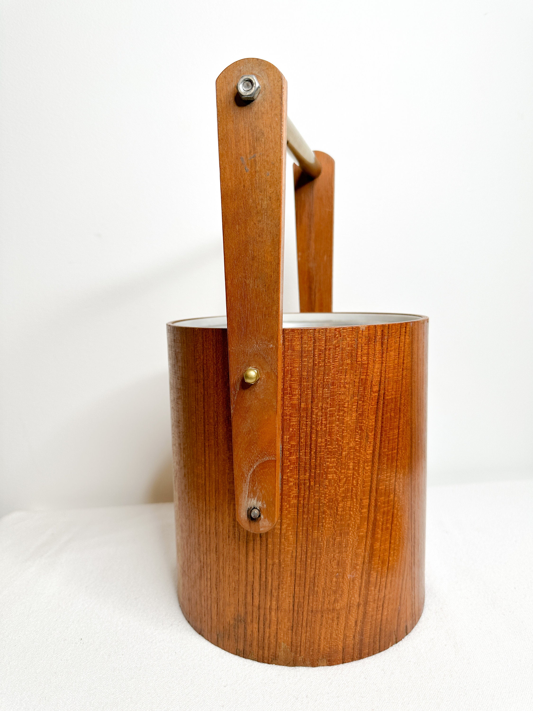 Teak MCM Ice Bucket With Brass Handle MCM Teak Ice Bucket Vintage Ice ...