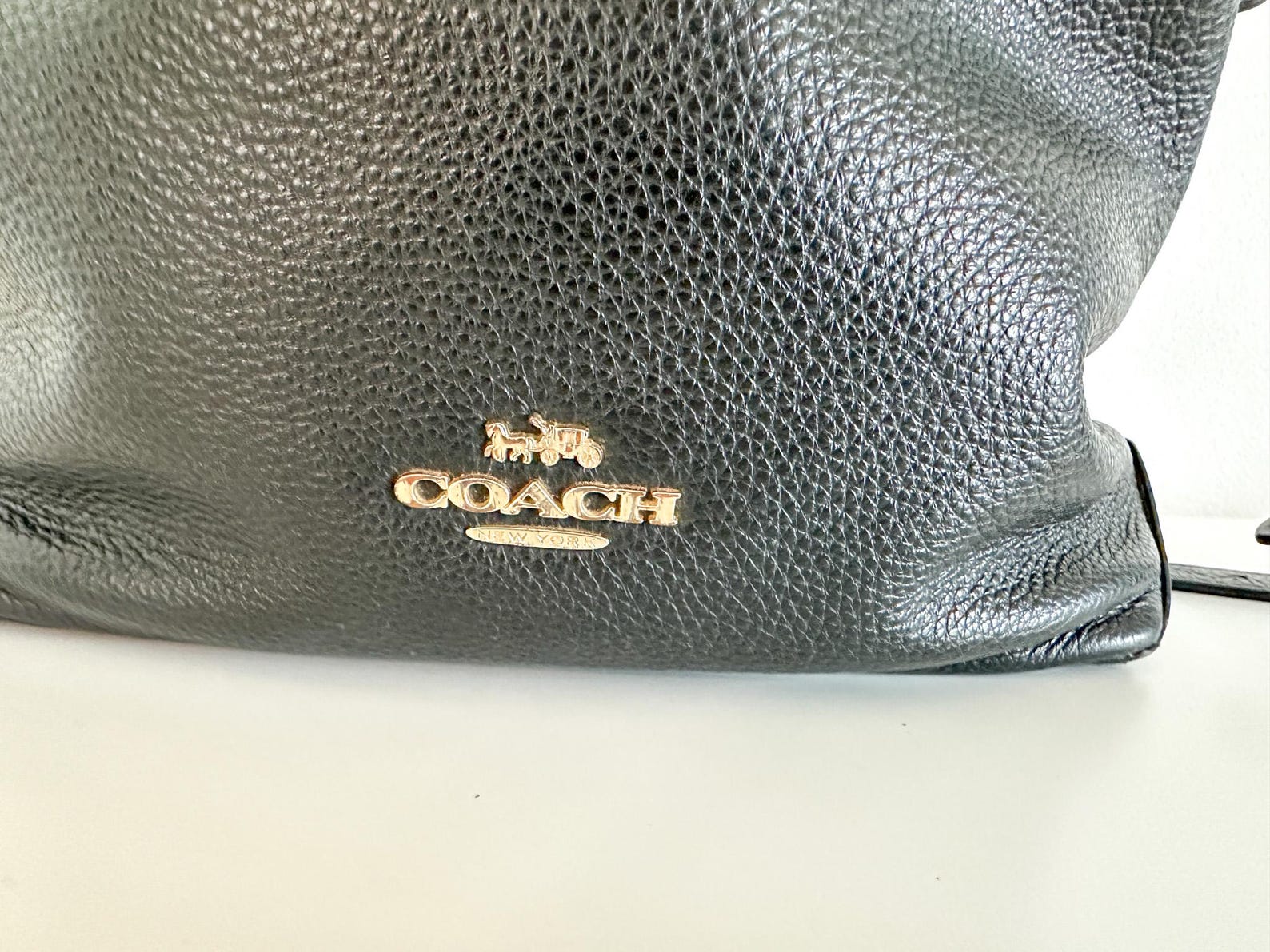 Authentic Coach Abby Duffel Crossbody Bag in Black Pebble Leather With ...