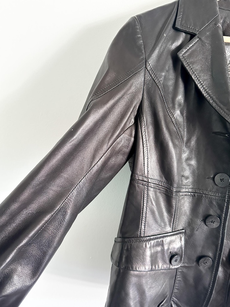 Vintage Danier Y2k Genuine Leather Blazer in Black for Women Size M / EU 38 Single Breasted ...