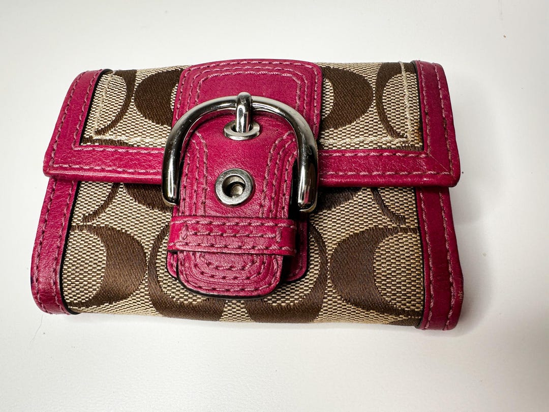 COACH Signature Pink Bifold Wallet - Etsy