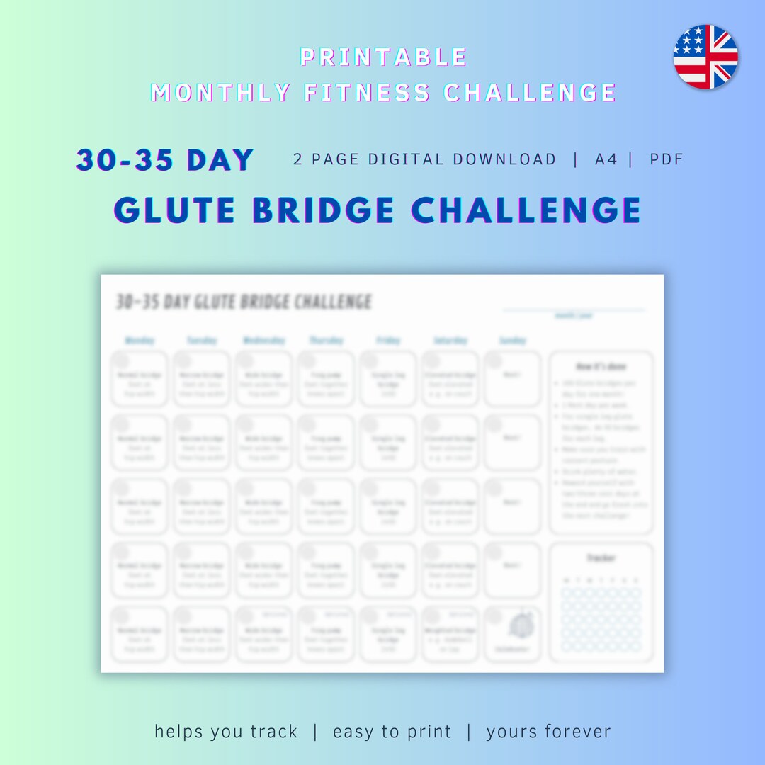 30-35 Day Glute Bridge Fitness Challenge - Etsy