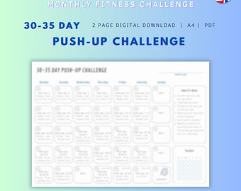 30 Day Push up Challenge 30 Day Challenge Printable Digital Download ...